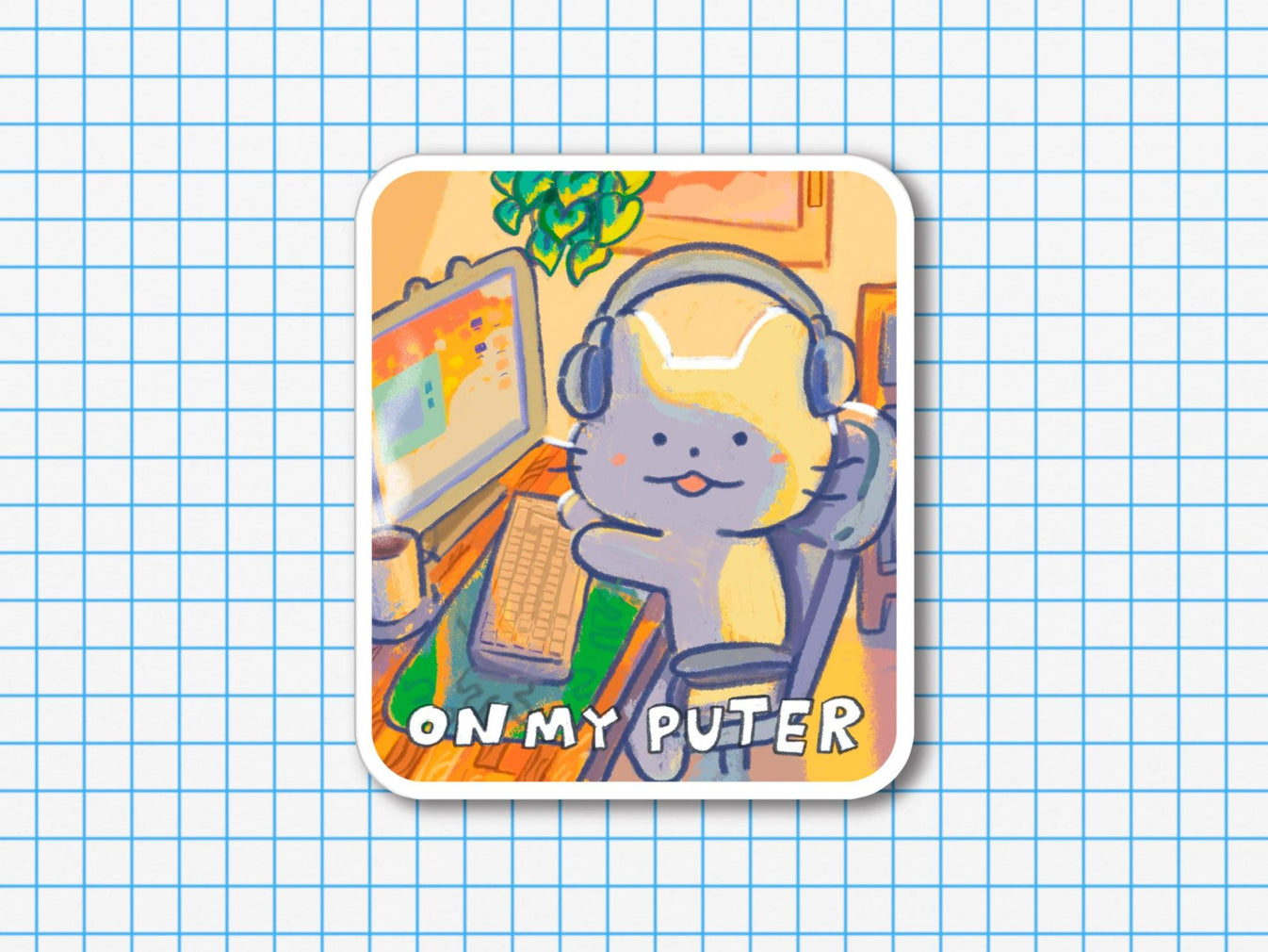 On My Puter Cat Sticker – AlienInAJar